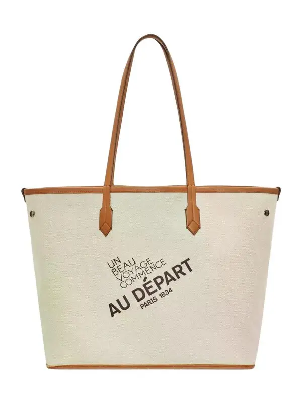 AU DEPART Monogram-print Reversible Tote Bag - Brown