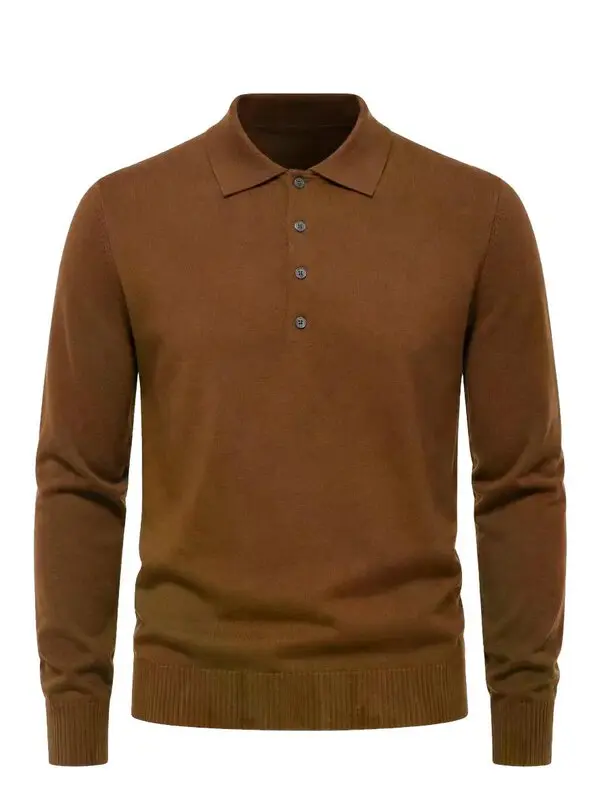 Alpha Studio Long-sleeve Polo Shirt - Brown
