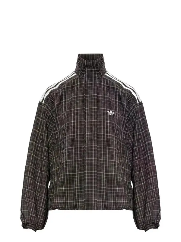 Adidas Check-pattern High-neck Track Jacket - Brown