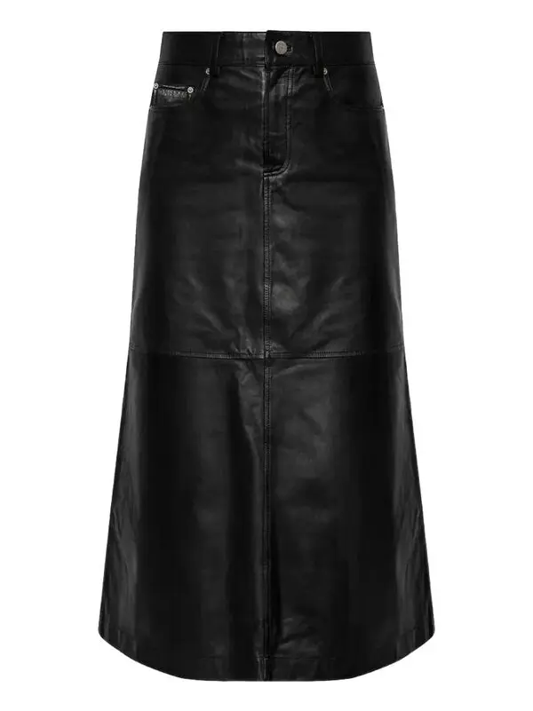 BY MALENE BIRGER Solene Leather Midi Skirt - Black