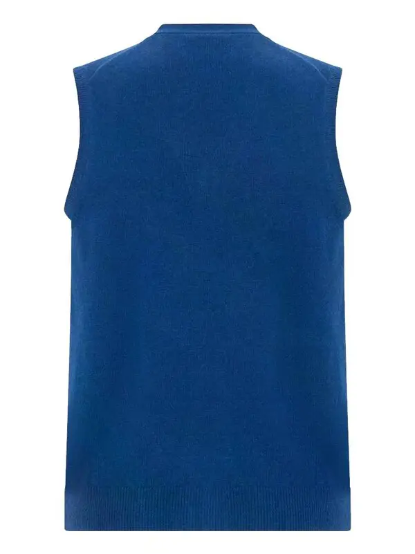 Fedeli Cashmere V-neck Sleeveless Cardigan - Blue