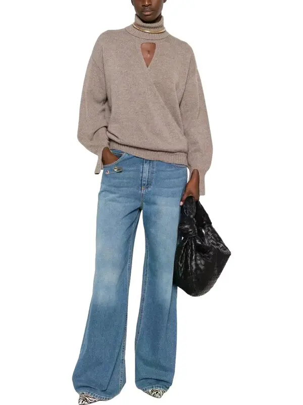 SIMONA CORSELLINI Cut-out Wrap-style Sweater - Brown