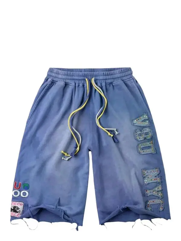 VALE FOREVER Logo-patch Crystal-embellished Track Shorts - Blue