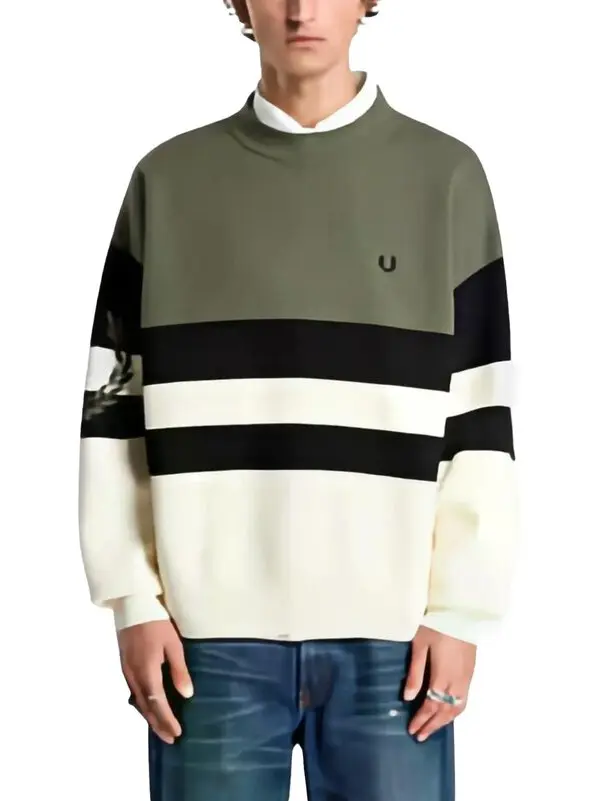 Fred Perry Striped Sweater - Green
