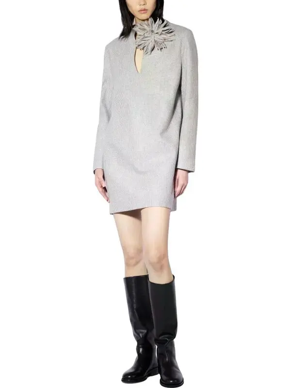 Liviana Conti Lizzie Floral-applique Mini Dress - Grey