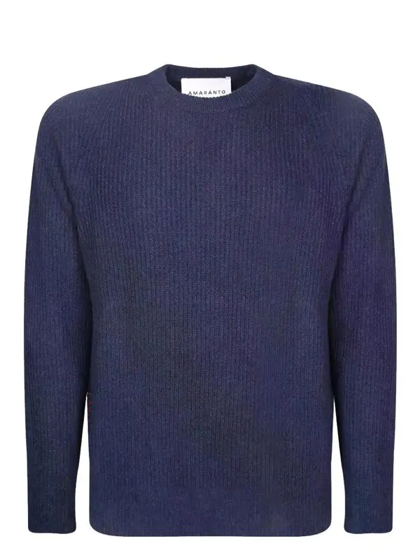 AMARANTO Ribbed-knit Raglan-sleeve Sweater - Blue