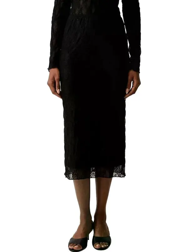 TWINSET Lace-overlay Midi Skirt - Black