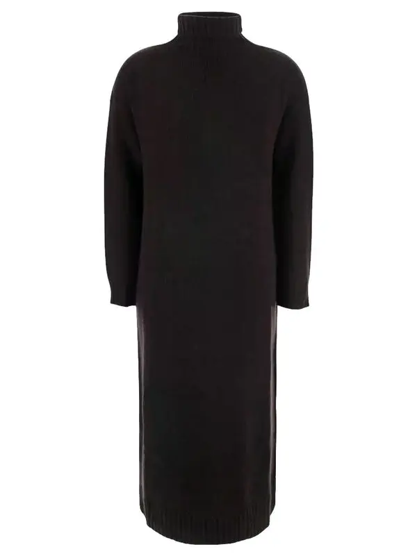 Max Mara Fragore Roll-neck Knitted Midi Dress - Brown