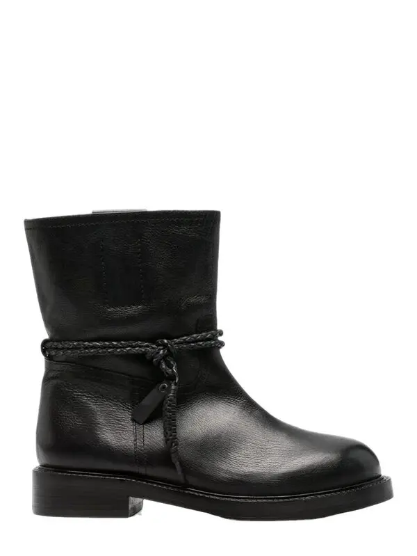 ZOLFO Braided-strap Leather Boots - Black