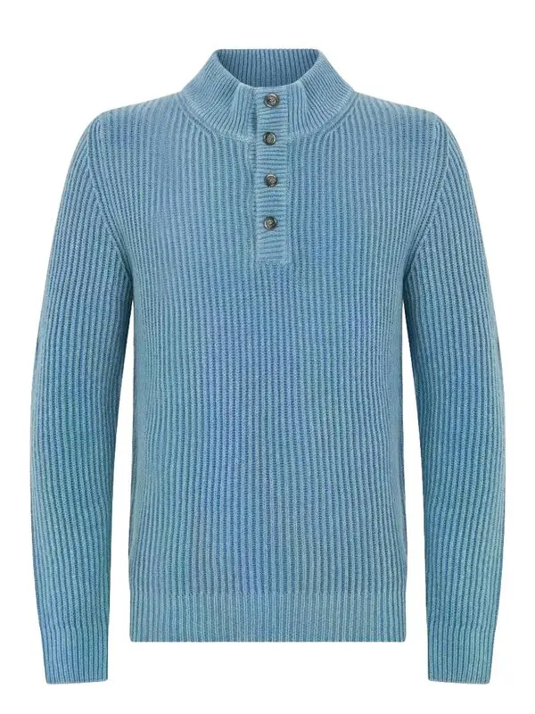 Fedeli Ribbed Cashmere Sweater - Blue