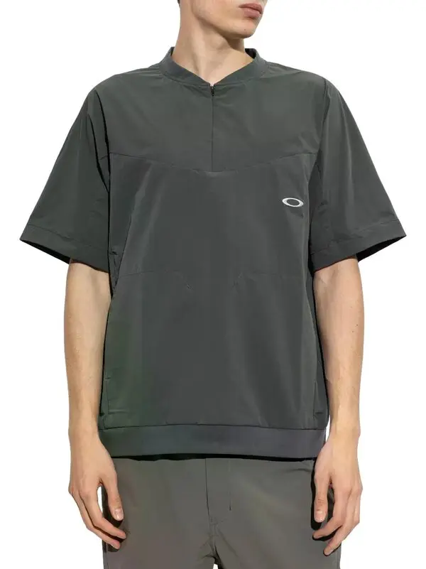 Oakley O-blades Embroidered-logo Quarter-zip T-shirt - Green