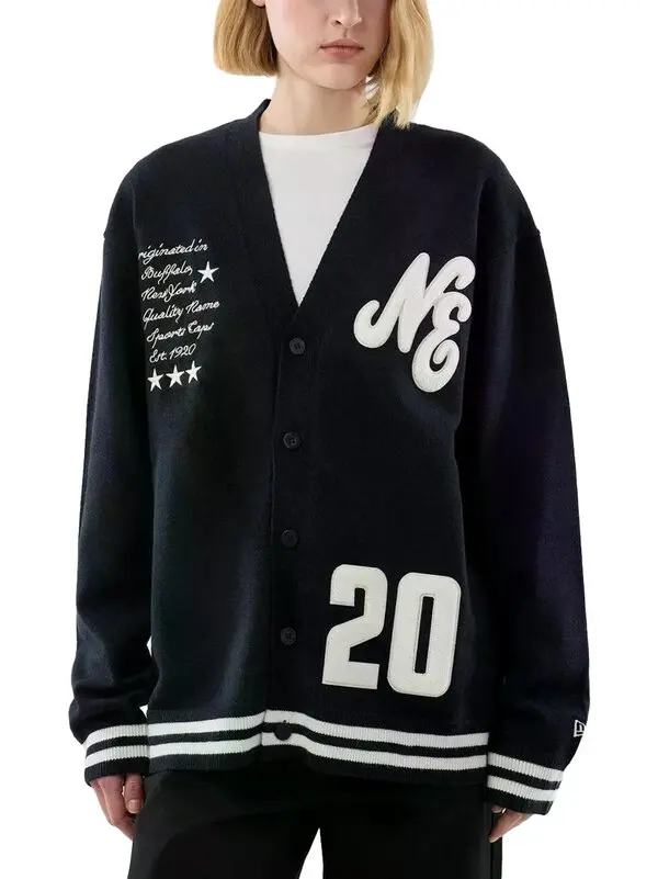 New Era Heritage Logo-patch Button-up Cardigan - Blue