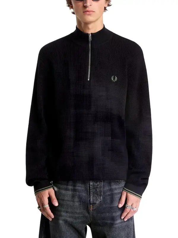 Fred Perry Waffle-stitch Half-zip Sweater - Black