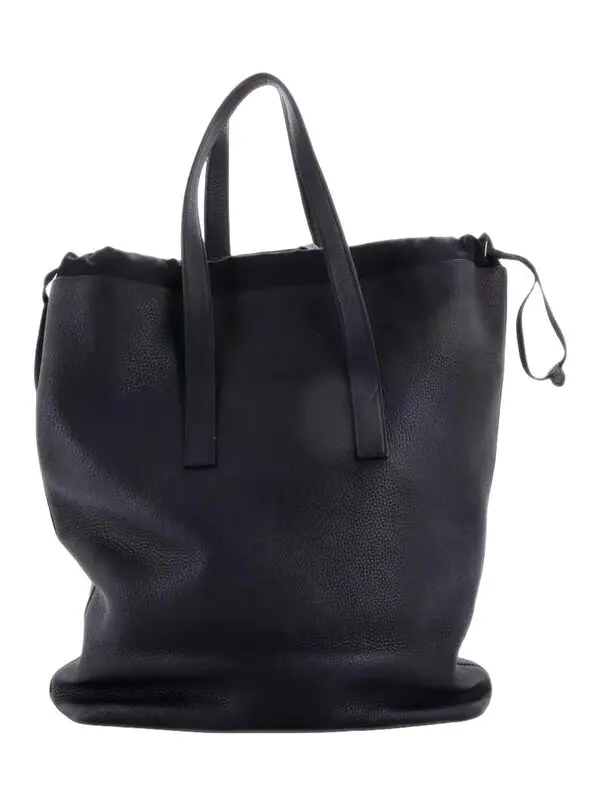 LOUIS VUITTON Cabas Light Drawstring Bag Initials Taurillon Leather Tote Bag - Black