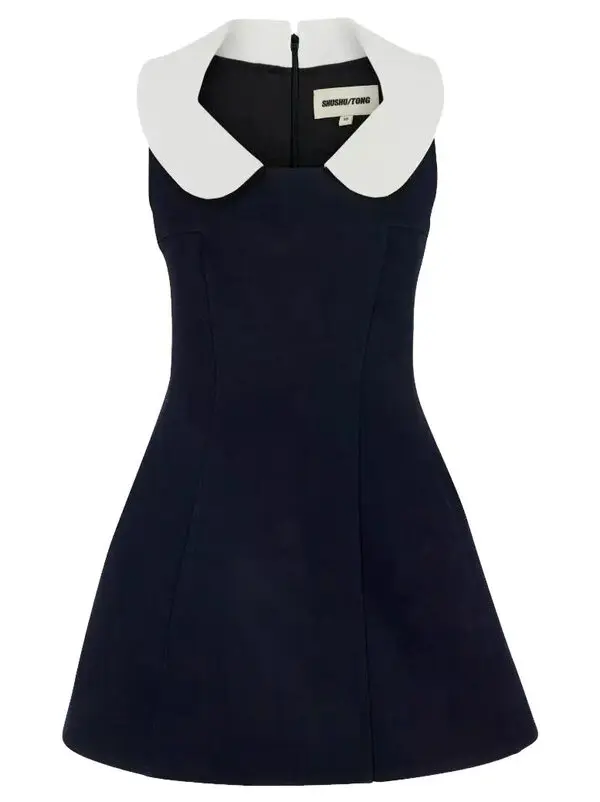SHUSHU/TONG Peter Pan Collar Sleeveless Mini Dress - Blue