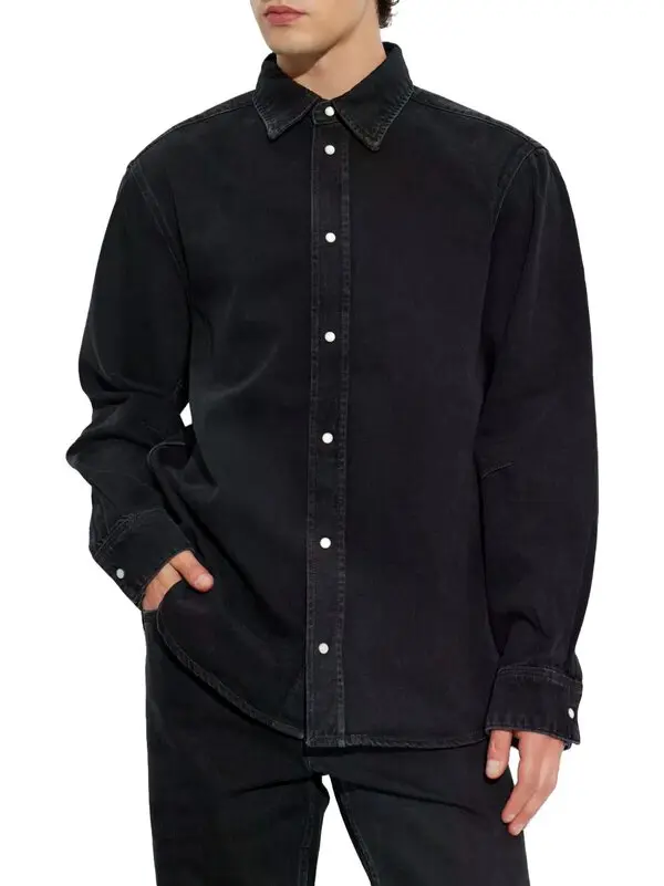 Off-White Logo-embroidered Denim Shirt - Black