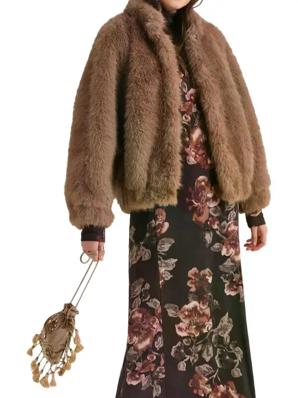 Malìparmi Faux-fur Oversized Jacket - Brown