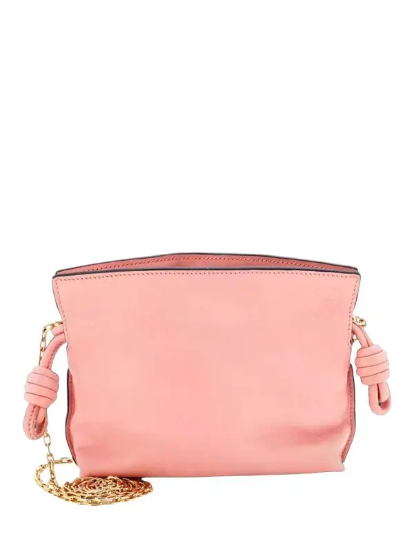 Loewe Flamenco Knot Chain Clutch Leather Nano Crossbody Bag - Pink