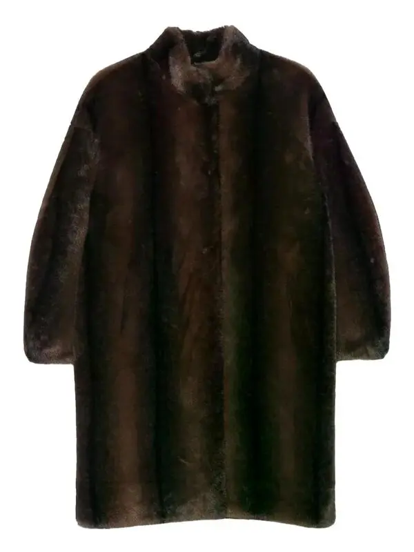 BETTA CORRADI Faux-fur Funnel-neck Coat - Brown