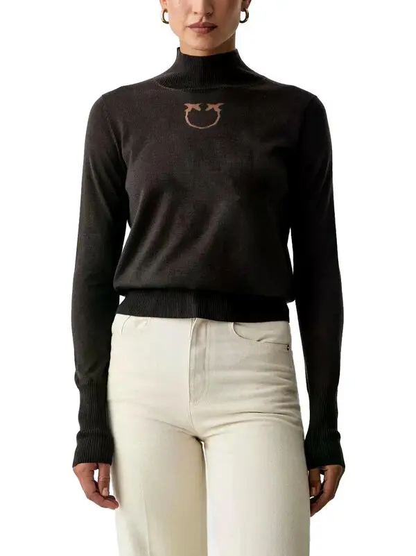Pinko Love Birds-motif Mock-neck Sweater - Brown
