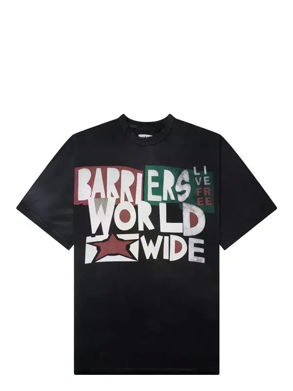 BARRIERS Graphic-print Ringer T-shirt - Black