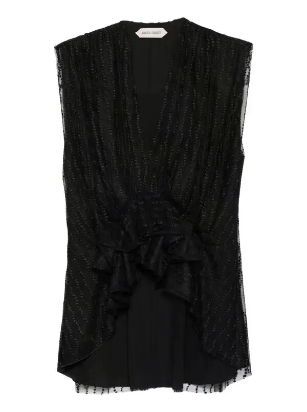 Alberta Ferretti Ruffled-hem Top - Black