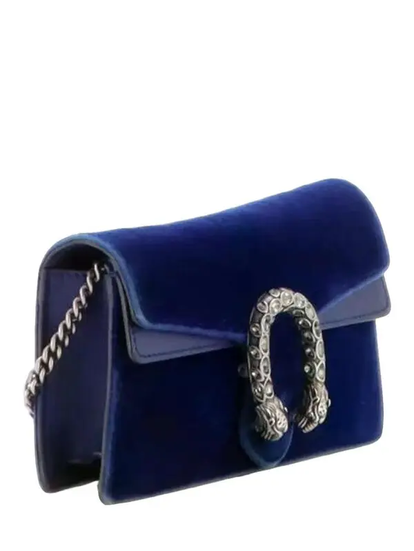 Gucci Dionysus Bag Velvet Super Mini Crossbody Bag - Blue