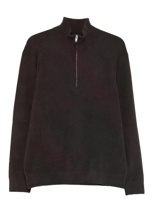 Nn07 Half-zip Ribbed Sweater - Brown