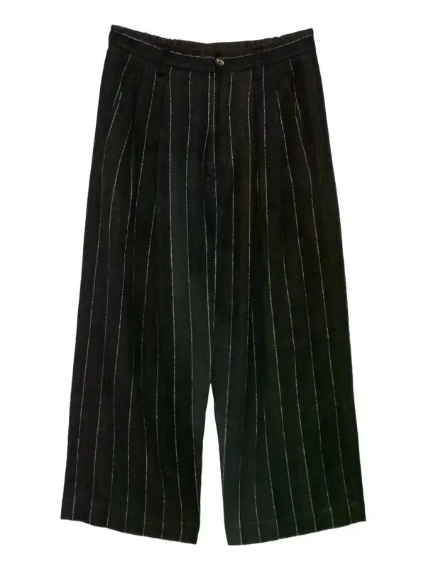 ZIGGY CHEN Pinstripe-pattern Pleated Trousers - Brown