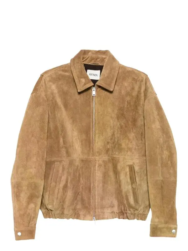 ARMA Maddox Suede Zip-up Jacket - Neutrals