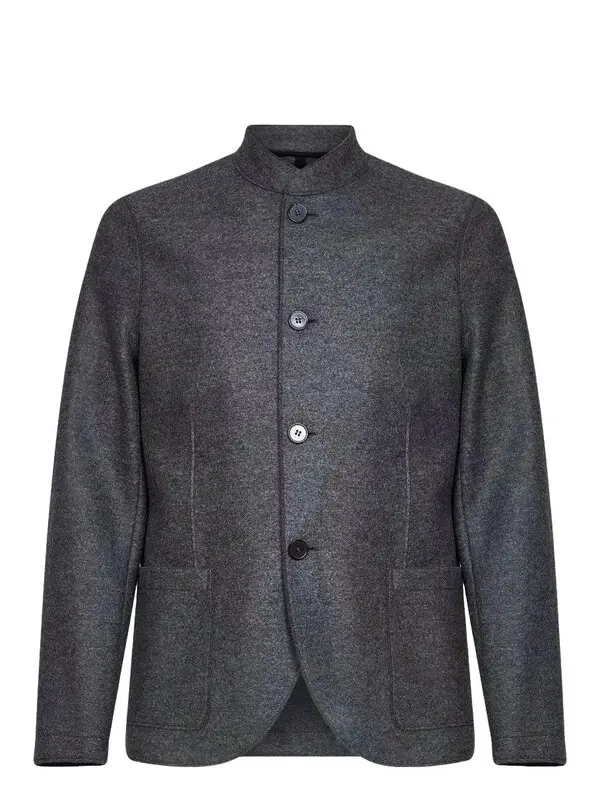 Harris Wharf London Nehru Mandarin-collar Virgin-wool Jacket - Grey