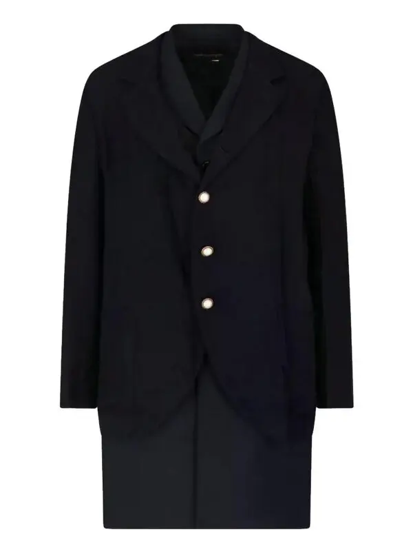 Comme Des Garçons Layered Pearl-button Coat - Black