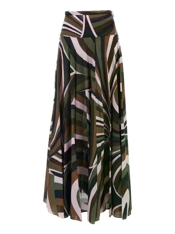 Emilio Pucci Iride Print Cotton Muslin Skirt - Green