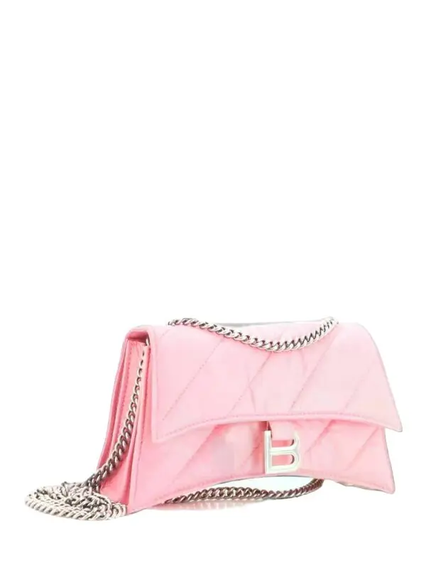 Balenciaga Crush Chain Flap Bag Quilted Crushed Calfskin Xs Shoulder Bag - Pink