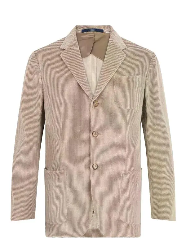 Fedeli Ribbed Single-breasted Jacket - Neutrals