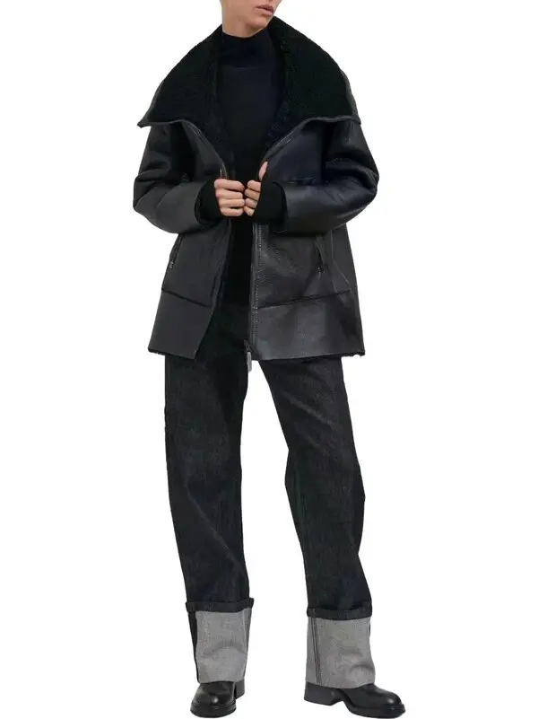 ISAAC SELLAM EXPERIENCE Oversized Sheepskin Coat - Black