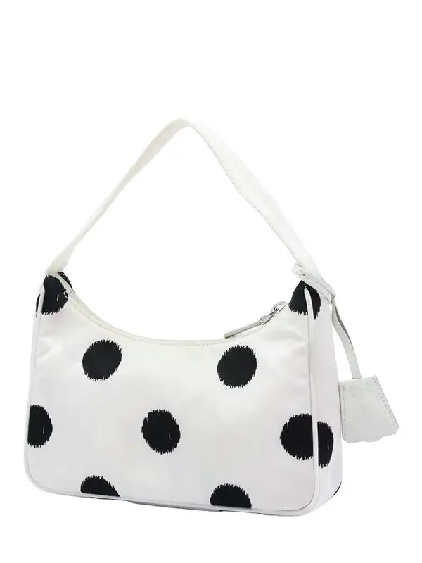 Prada 2019-2026 Mini Re Nylon Polka Dot Re Edition 2000 Shoulder Bag - Black