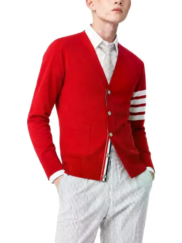 Thom Browne 4-bar Merino Wool Cardigan - Red