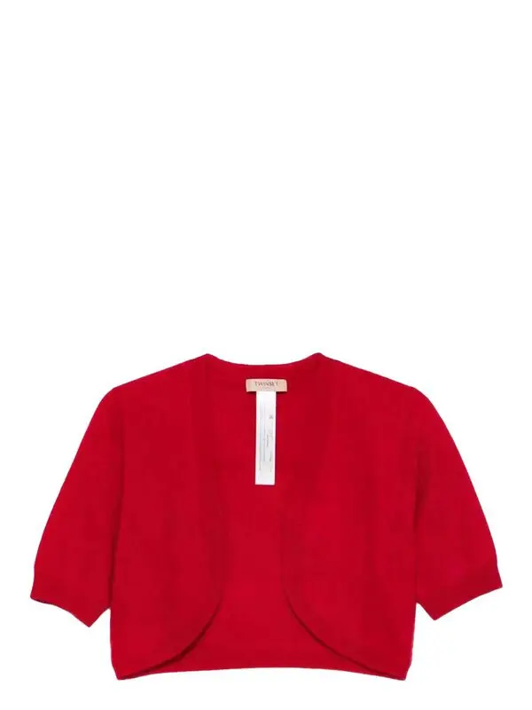 TWINSET Short-sleeve Cropped Cardigan - Red