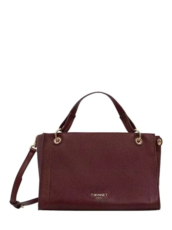 TWINSET Logo-detail Grained-effect Tote Bag - Red