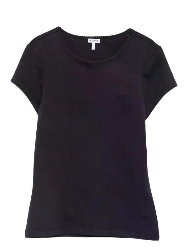 Loewe Anagram-embroidered Bow-detail T-shirt - Blue