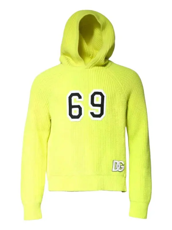 Dolce & Gabbana 69-patchwork Ribbed Hoodie - Yellow