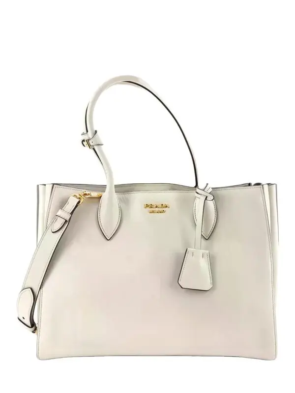 Prada Soft Bibliotheque City Calfskin Medium Tote Bag - White