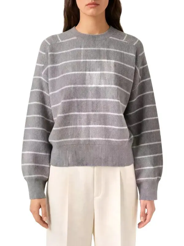 Brunello Cucinelli Striped Crew-neck Sweater - Grey