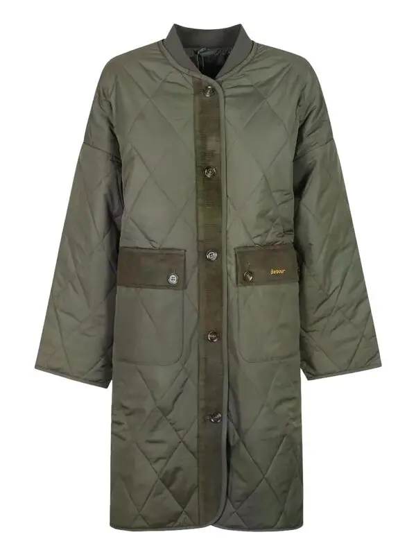 Barbour Dunswell Corduroy-trim Quilted Coat - Green