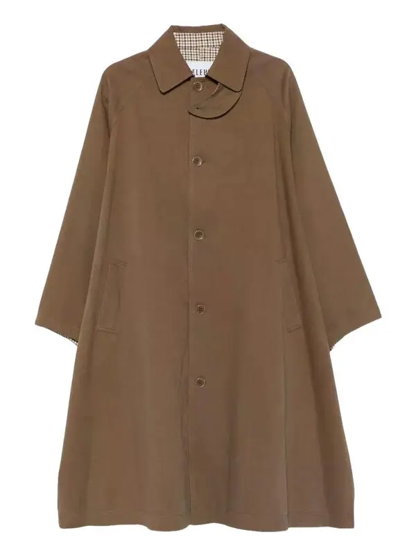 ELEH Gingham-collar Raglan-sleeve Coat - Brown