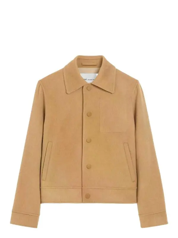 AMI Paris Button-down Wool And Cashmere Jacket - Neutrals
