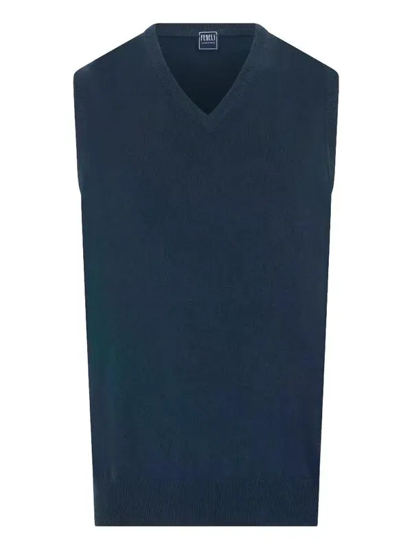 Fedeli V-neck Vest - Blue