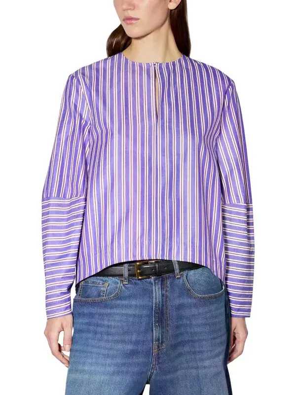 Liviana Conti Vertical-stripe Long-sleeve Blouse - Purple