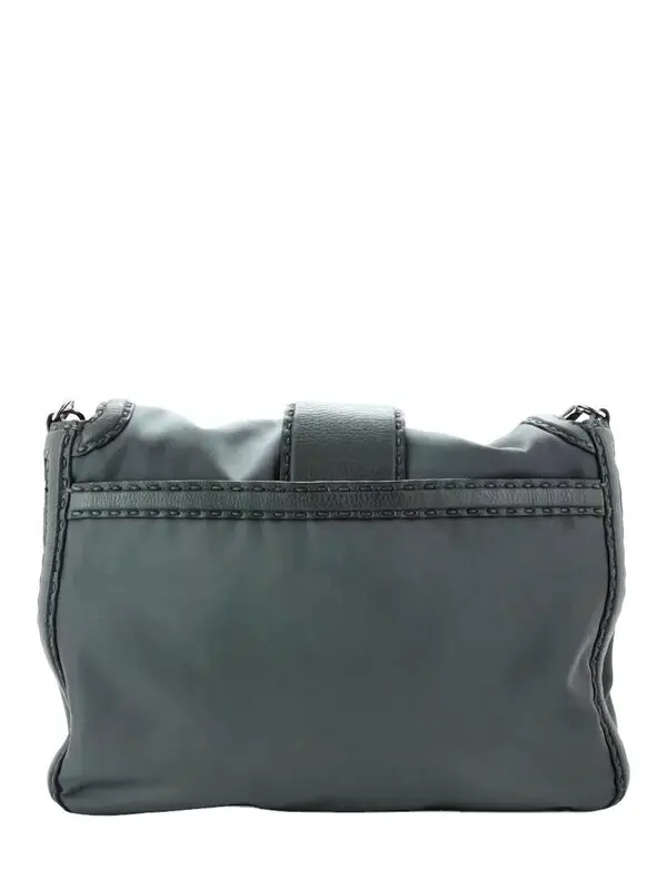 Fendi Baguette Flap Messenger Bag Nylon Large Crossbody Bag - Grey
